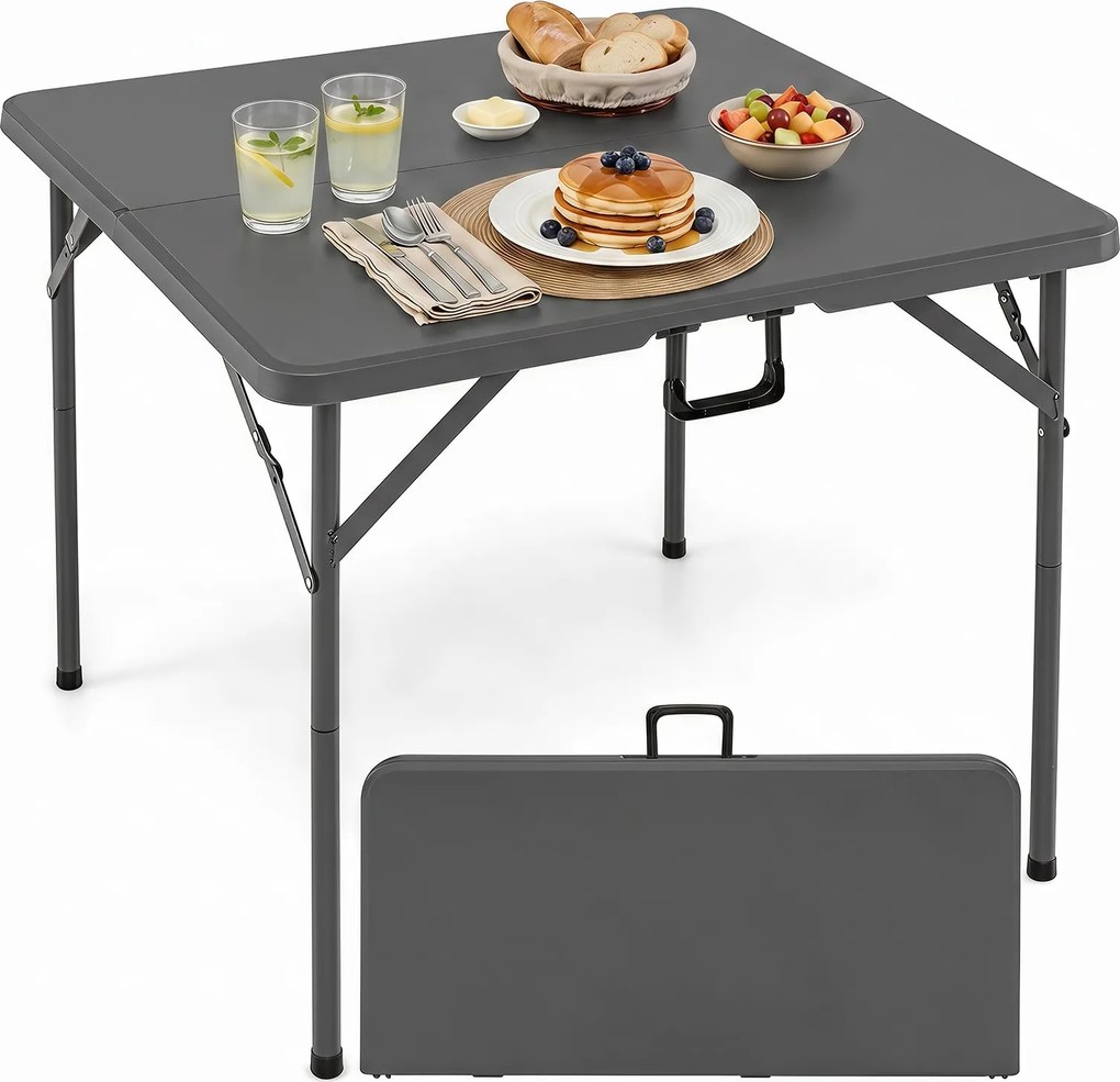 Costway Skládací stůl čtvercový skládací s kovovým rámem – 86 × 86 × 75 cm