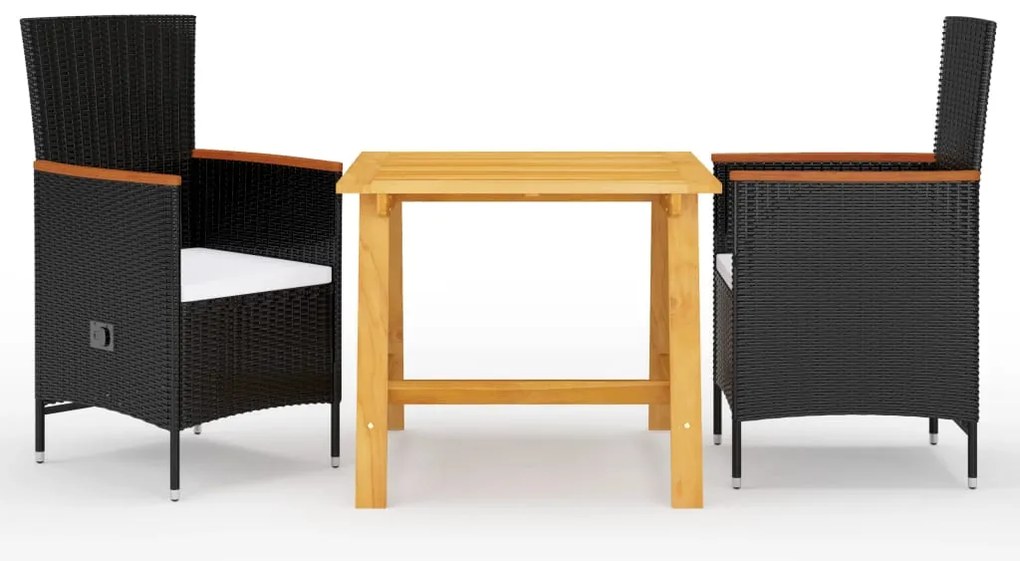 3dílný zahradní jídelní set černý 3068705