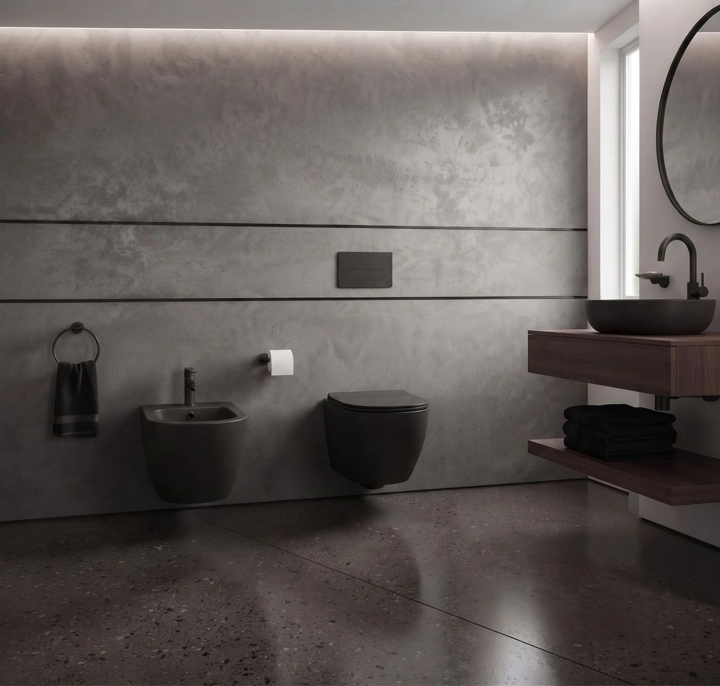 Erga Lily, závěsný bidet 490x360x320 mm, černá matná, ERG-V03-LILY-BD-BK