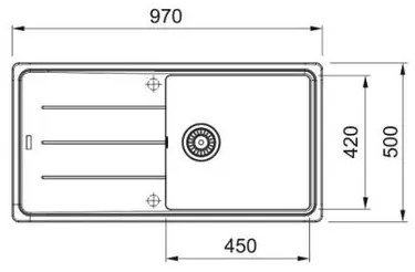 Franke Basis BFG 611 Granitový dřez s odkapem oboustranné provedení, 97x50, černá mat, 114.0661.511