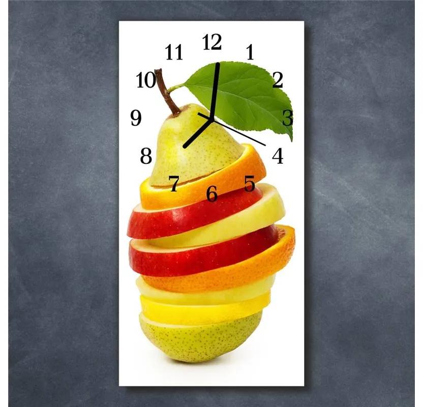 Nástěnné hodiny obrazové na skle - Hruška plněná ovocem