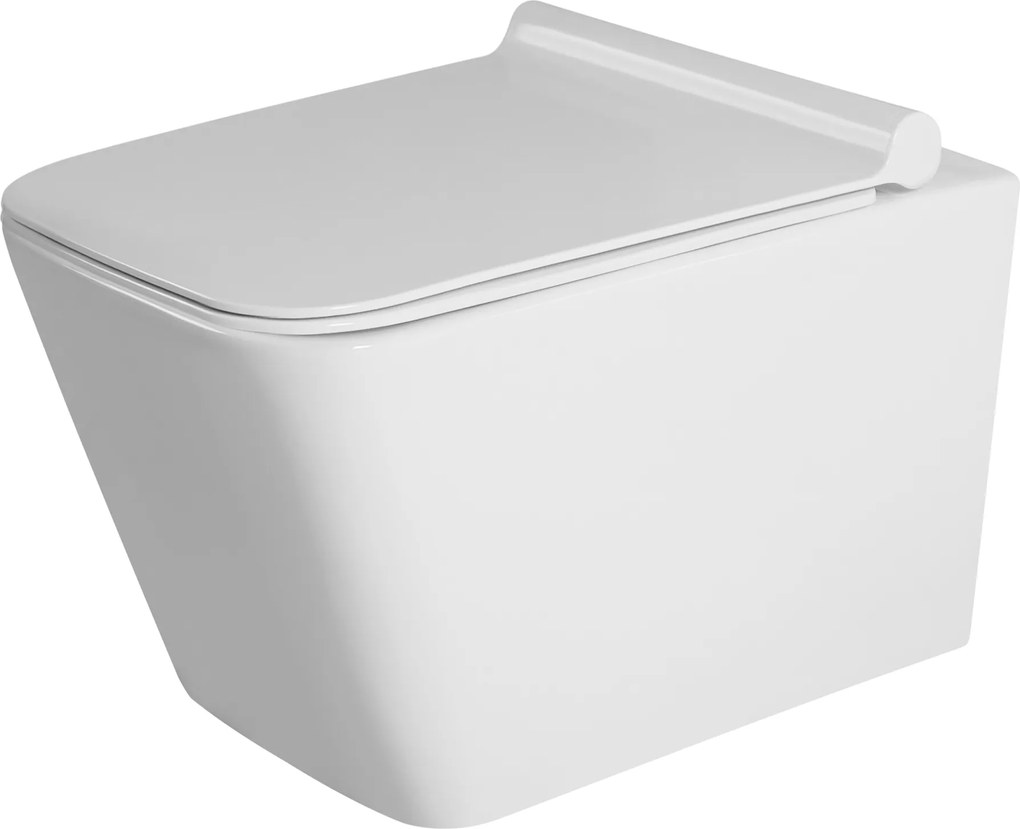 Gamma Mut, závěsná WC mísa 51x36 cm Rimless s pomalu padajícím sedadlem, bílá lesklá, GMA-MUT-202