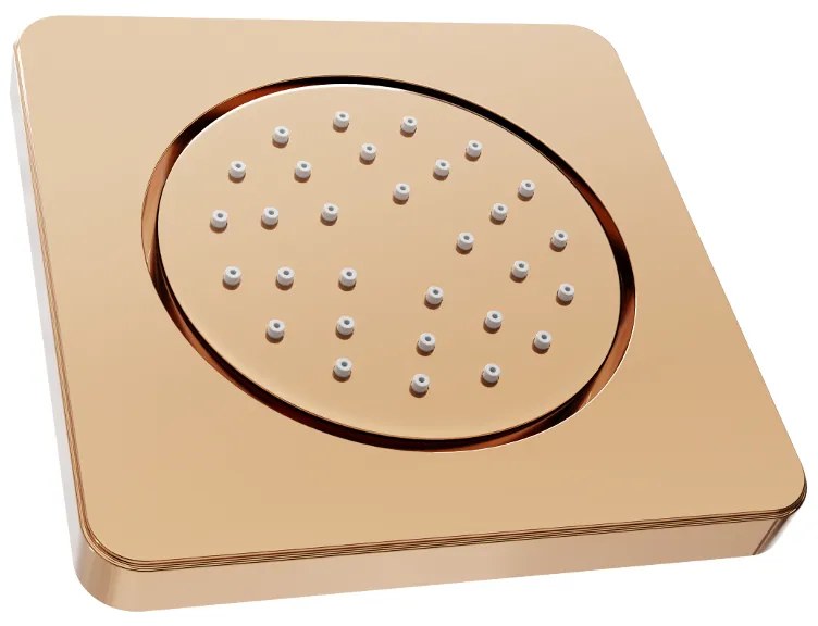 Mexen - podmítková sprchová tryska, čtvercová, 130x130 mm, růžová-zlatá, 79366-60