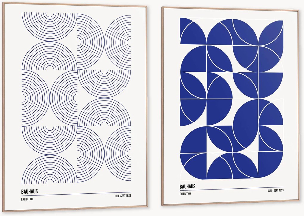 Sada zarámovaných digitálních tisků Bauhaus Shapes, 2 díly