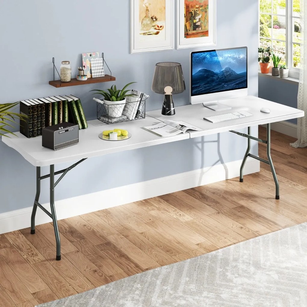 Costway XXL zahradní stůl s HDPE stolní deskou a rukojetí, skládací párty