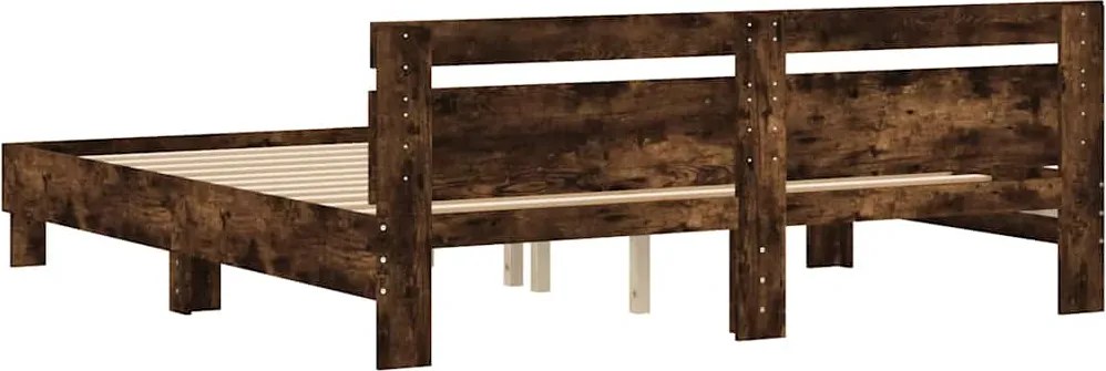 Rám postele s čelem kouřový dub 180 x 200 cm kompozitní dřevo 3207403