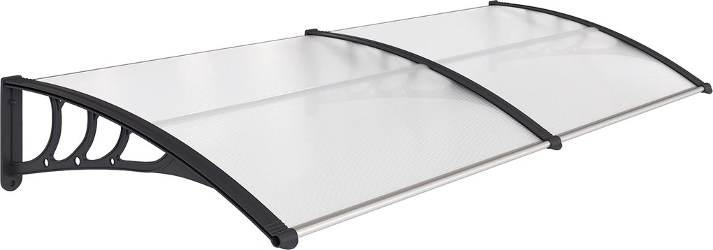 Outsunny Průhledný Kryt Sklon Pro Přední Dveře 75x195x23 cm Kryt 5mm Polykarbonát Slunečník Ochrana Proti Dešti pro Exteriér Hliníkový Průhledný | Aos
