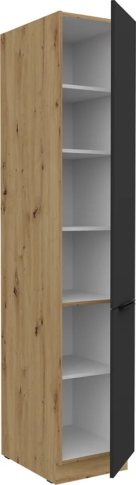 ARIA ac | vysoká skříňka 40 DK-210 2F potravinová s policemi | 40 cm | ANTI FINGERPRINT povrch | artisan/černá