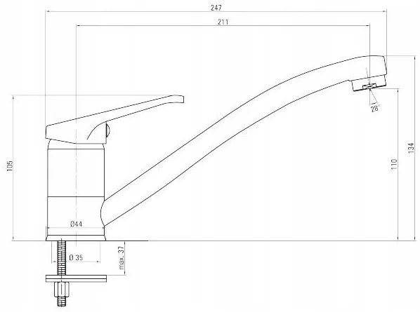 Deante Lobo, stojánková dřezová baterie, chromová, BYU_060M