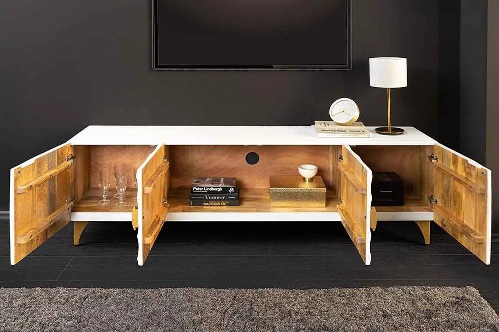 Designový TV stolek Venetia 180 cm bílé mango