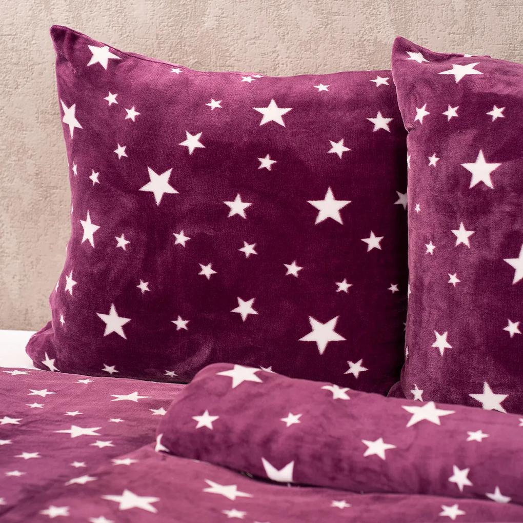 4Home Povlečení mikroflanel Stars violet , 160 x 200 cm, 2 ks 70 x 80 cm