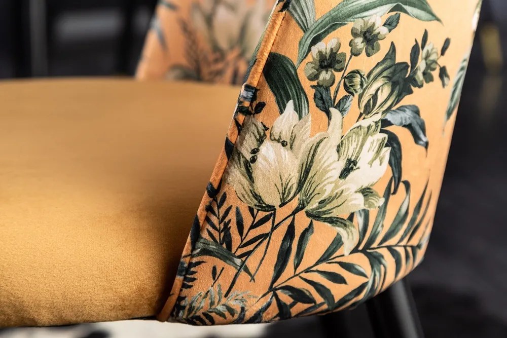 Designová jídelní židle Jalisa žlutý samet