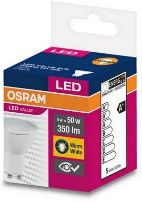 LED žárovka GU10 PAR16 OSRAM VALUE 4,5W (35W) teplá bílá (2700K) reflektor 120°