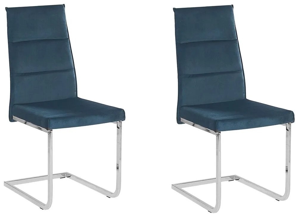 Sada sametových jídelních židlí modrá ROCKFORD Beliani
