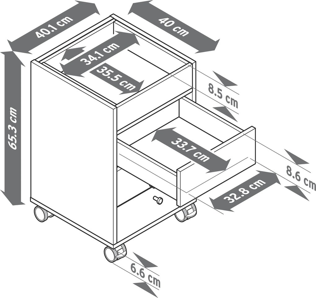 Tchibo - Pojízdný kontejner se zásuvkami - barva: bílá