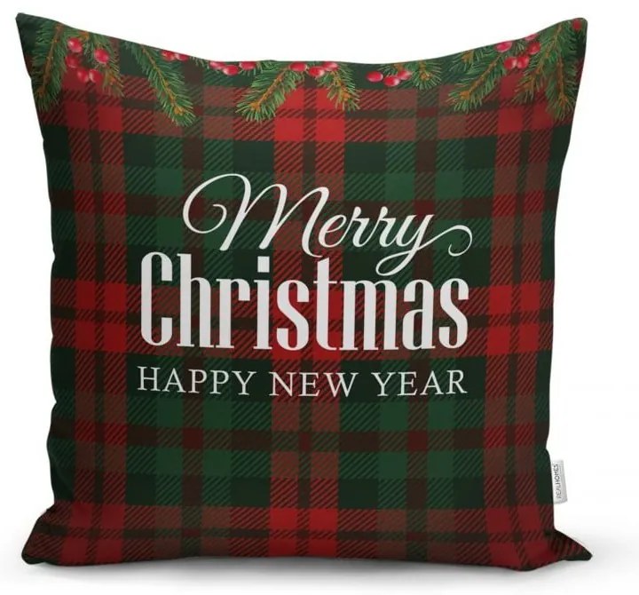 Sada 4 vánočních povlaků na polštář a běhounu na stůl Minimalist Cushion Covers Tartan Christmas
