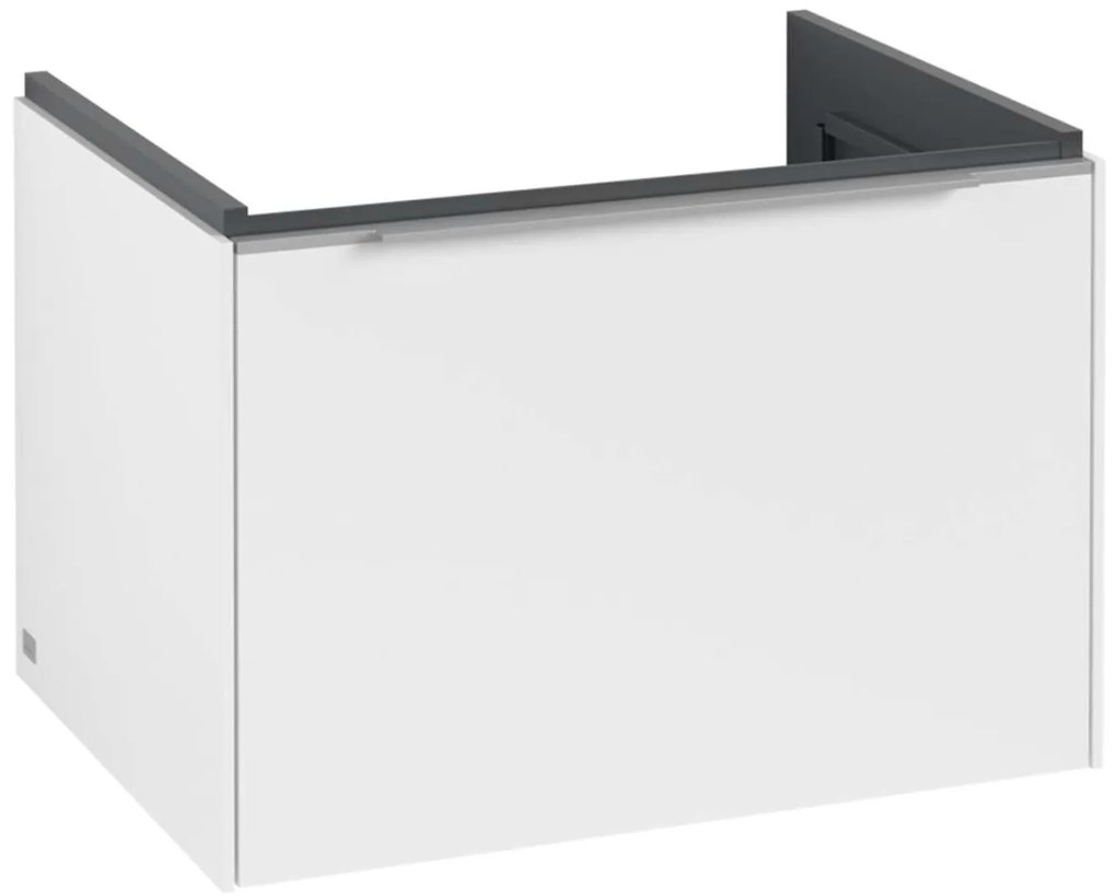 Villeroy & Boch Subway 3.0 - Umyvadlová skříňka, 62x43x48 cm, 1 zásuvka, Pure White/lesklý hliník C57500VF