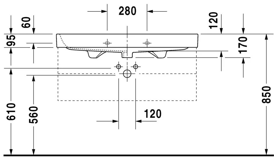 Duravit Happy D.2 - umyvadlo 100x50,5 cm broušené 2318100027