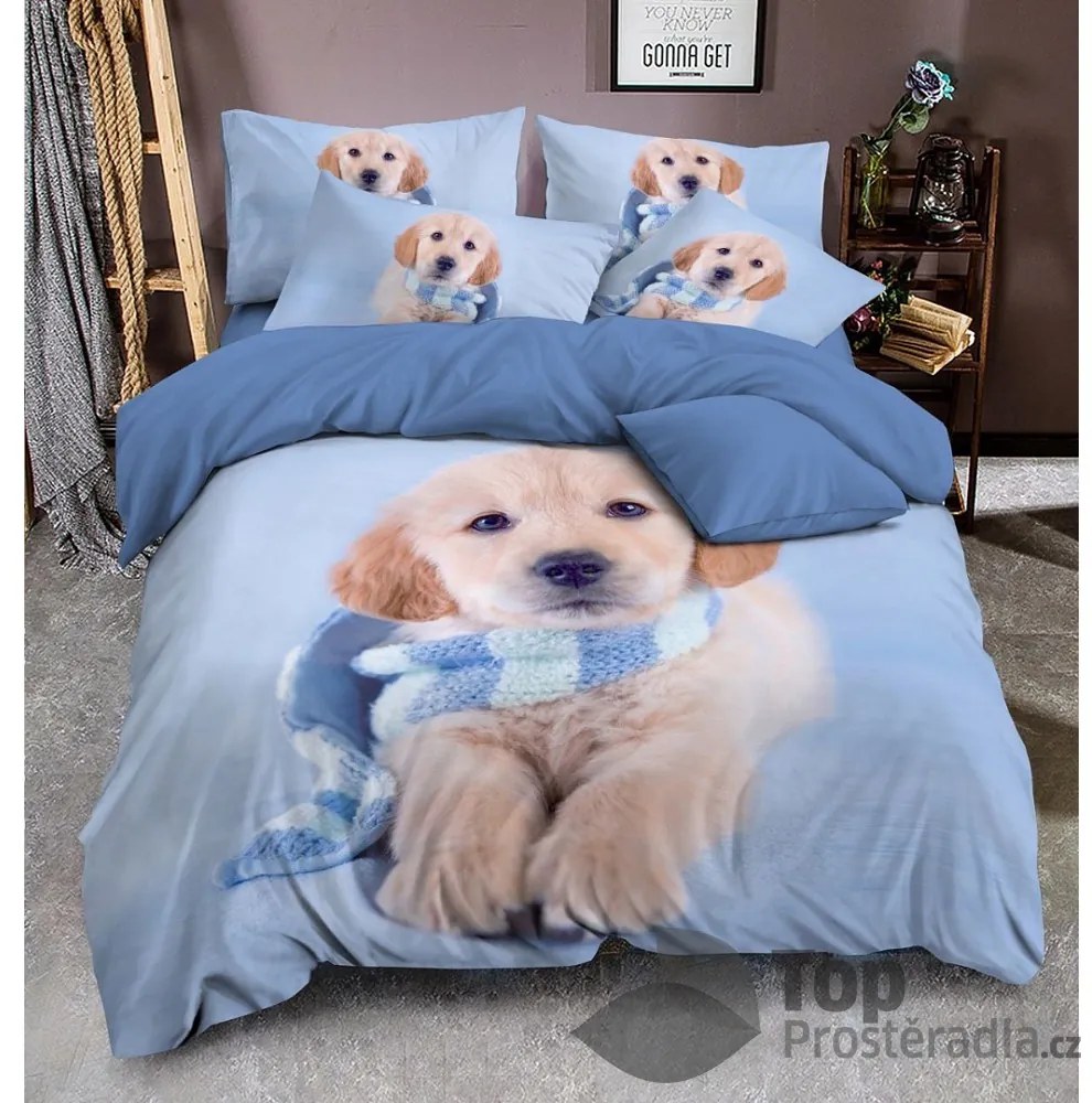 3D povlečení na jedno lůžko 140x200 + 70x90 + 40x40 - Winter puppy