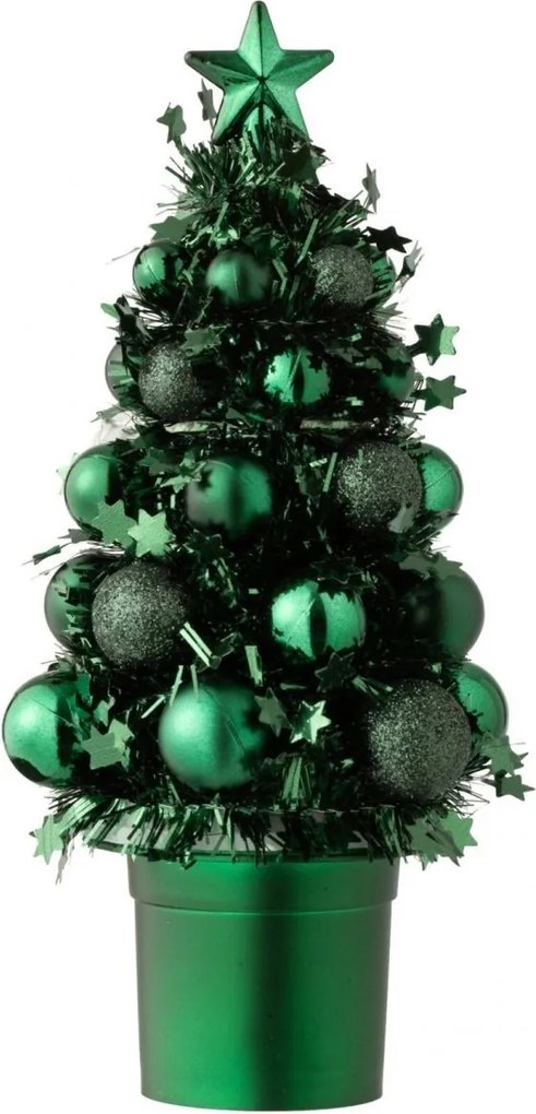 Zelená vánoční dekorace stromeček s ozdobami Chrism Bauble – 10*10*20,5 cm