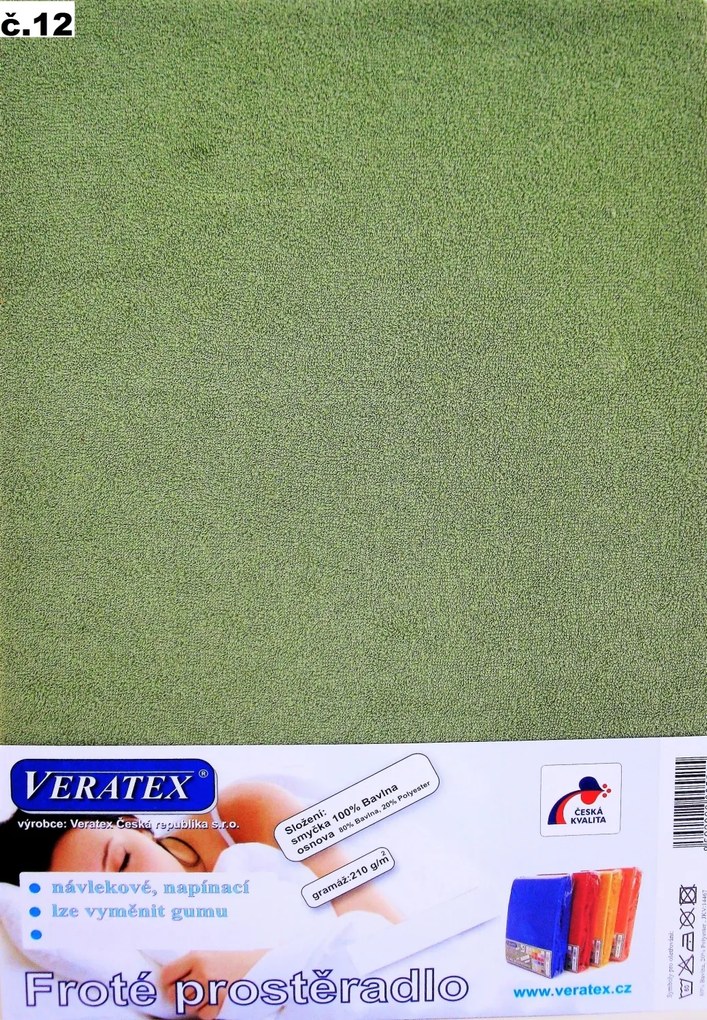 Veratex Froté prostěradlo 160x200 cm (č.12-stř.zelená)