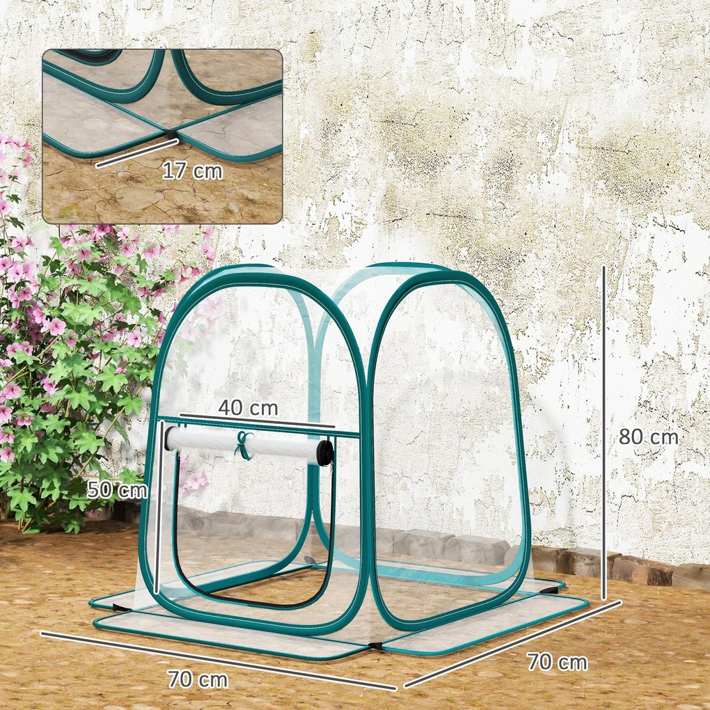 Outsunny Mini Zahradní Skleník, Mini Transparentní PVC Pop-Up Skleník, Zimní Stan pro Vnitřní nebo Venkovní Použití, pro Zeleninu, Rostliny, Květiny,…