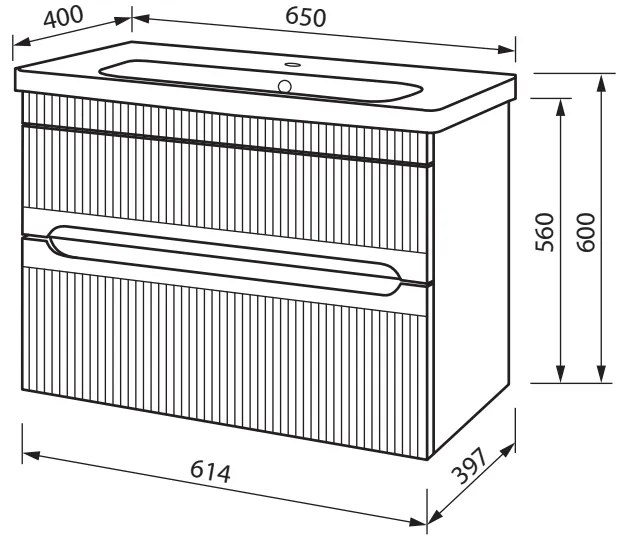 Lavedo Aria Air Antracit 65 koupelnová skříňka s umyvadlem