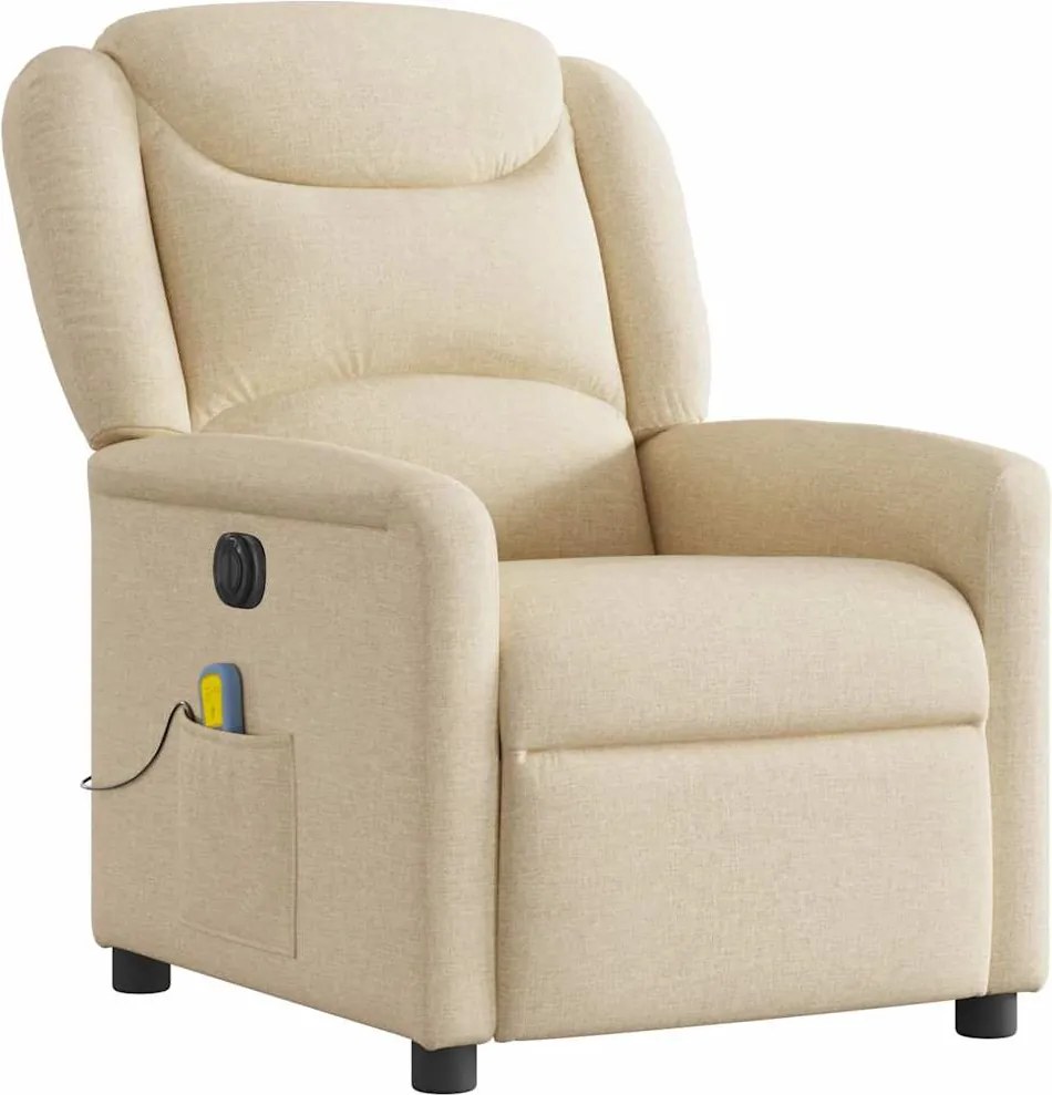 Elektrické masážní polohovací křeslo krémové textil 3303192
