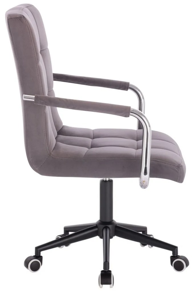 LuxuryForm DESIGN Otočná židle VERONA VELUR na černé podstavě s kolečky - tmavě šedá