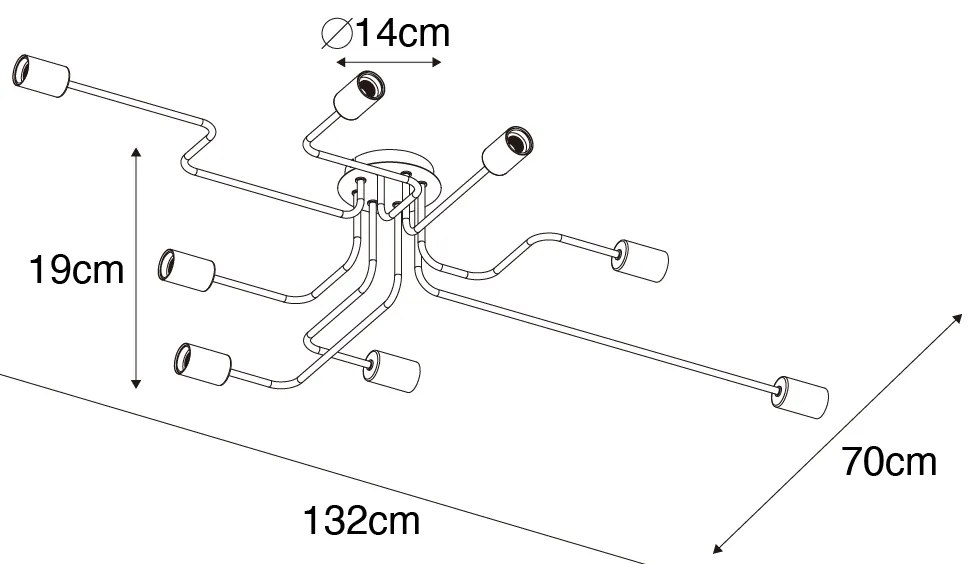 Designové stropní svítidlo černé 8-světlo - Facile