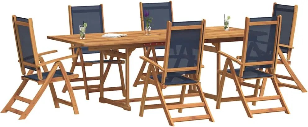 7dílný zahradní jídelní set masivní akáciové dřevo a textilen 3279306