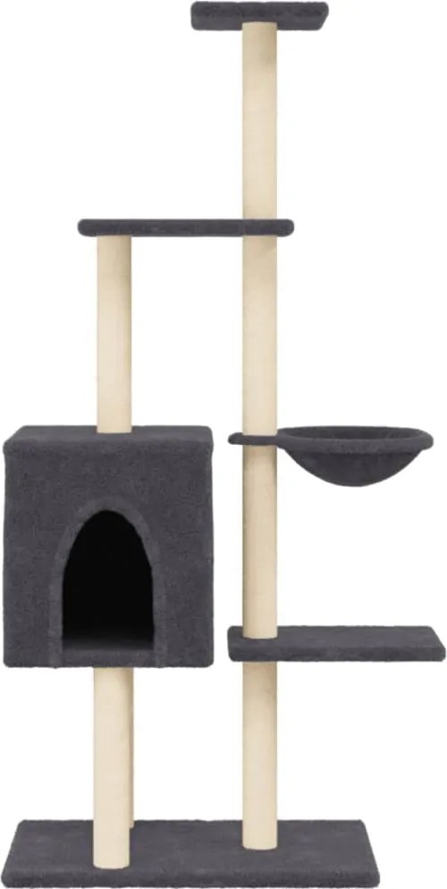 Škrabadlo pro kočky se sisalovými sloupky tmavě šedé 145 cm 172096