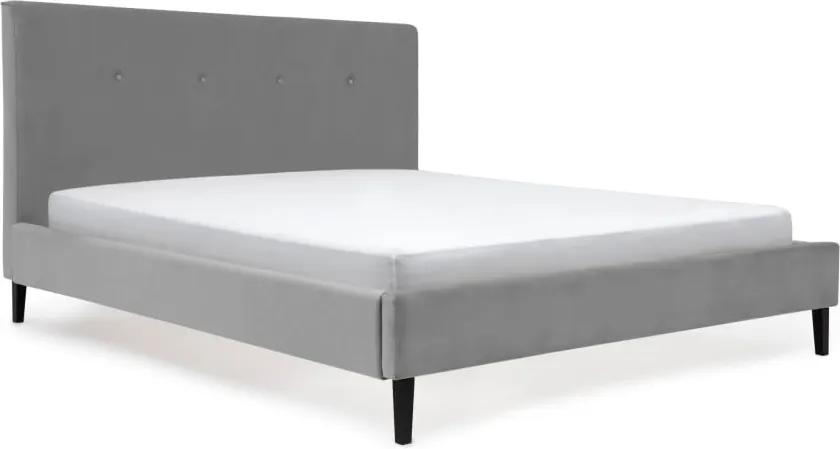 Tmavě šedá postel s černými nohami Vivonita Kent, 160 x 200 cm