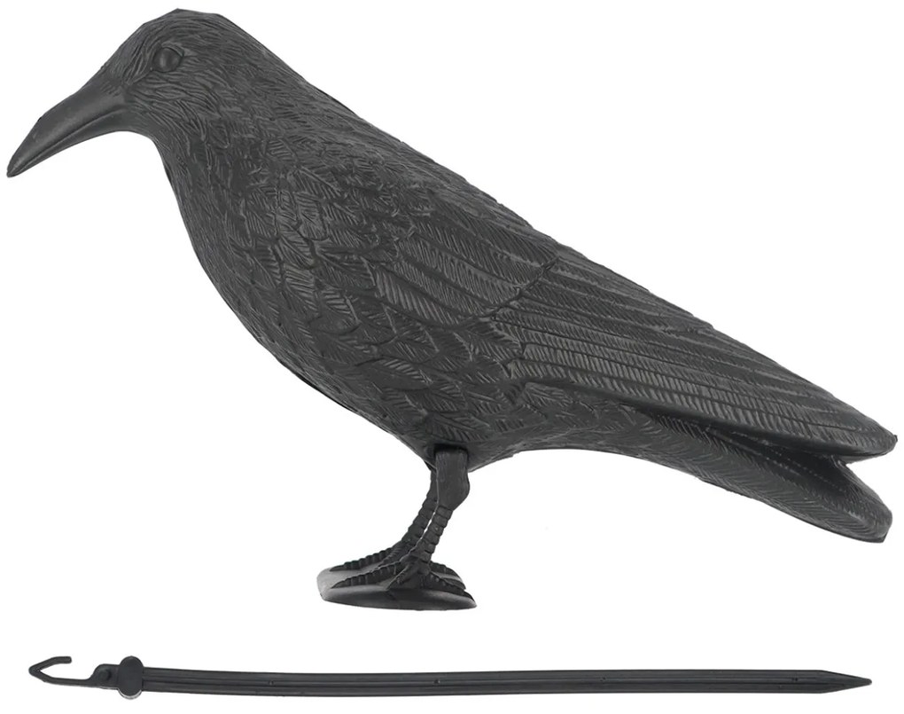 Zahradní figurka z polyethylenu Crow, 21,5 cm, černá