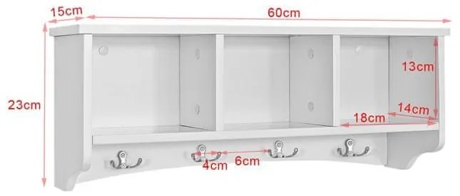 Sobuy FRG48-W Nástěnný věšák Závěsná police Koupelnová skříňka Bílá