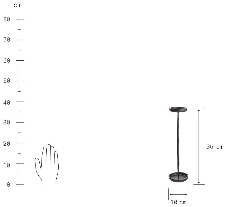 Butlers FAROL Svícen 36 cm - černá