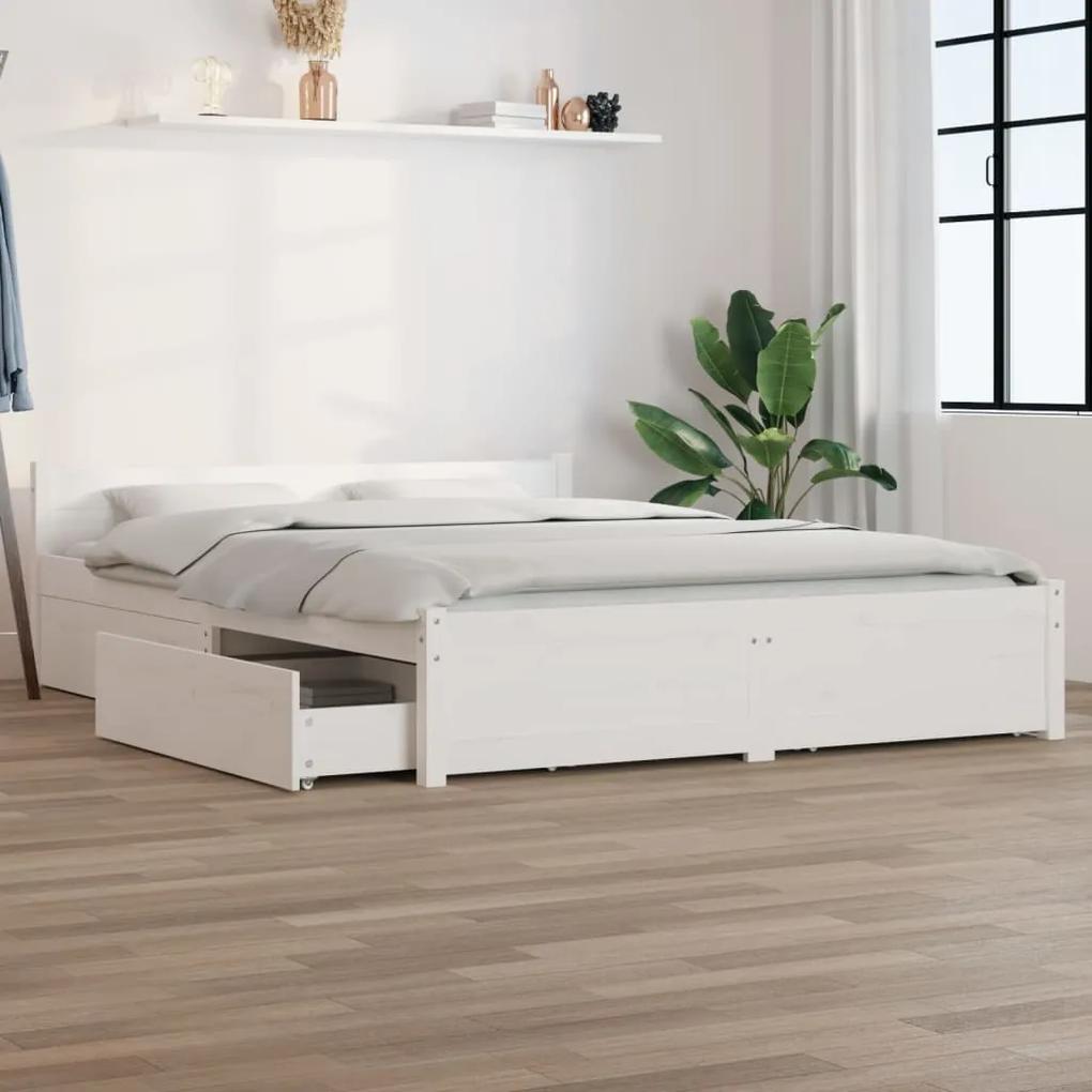 vidaXL Rám postele se zásuvkami bílý 120 x 200 cm