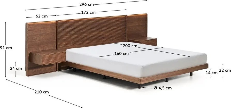 Hnědá dvoulůžková postel z březového dřeva s roštem 160x200 cm Norlen – Kave Home