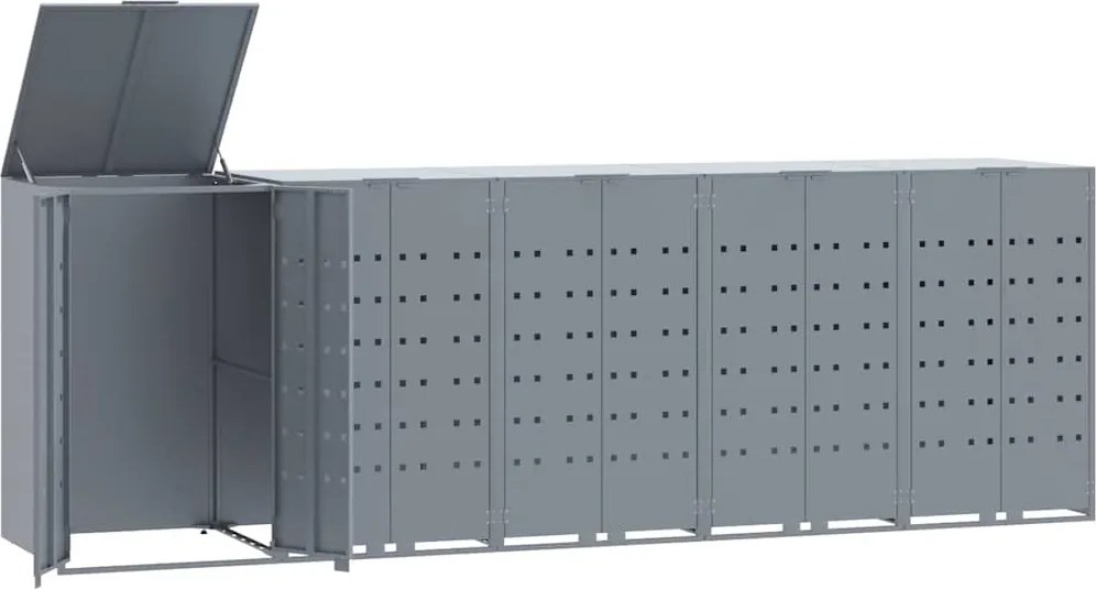 Box na 5 popelnic šedý 345 x 79 x 117 cm ocel 3279990