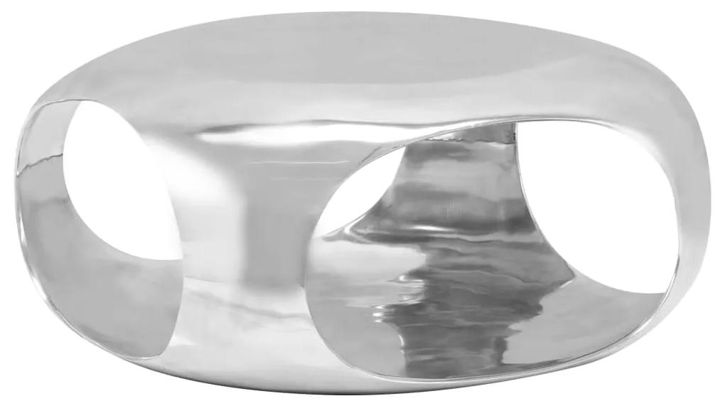 Konferenční stolek - stříbrný - litý hliník | 70x70x32 cm