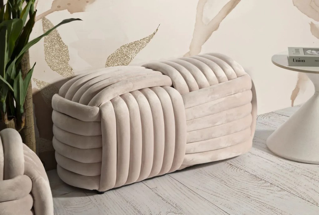 Lavice Softy 90 cm samet růžová