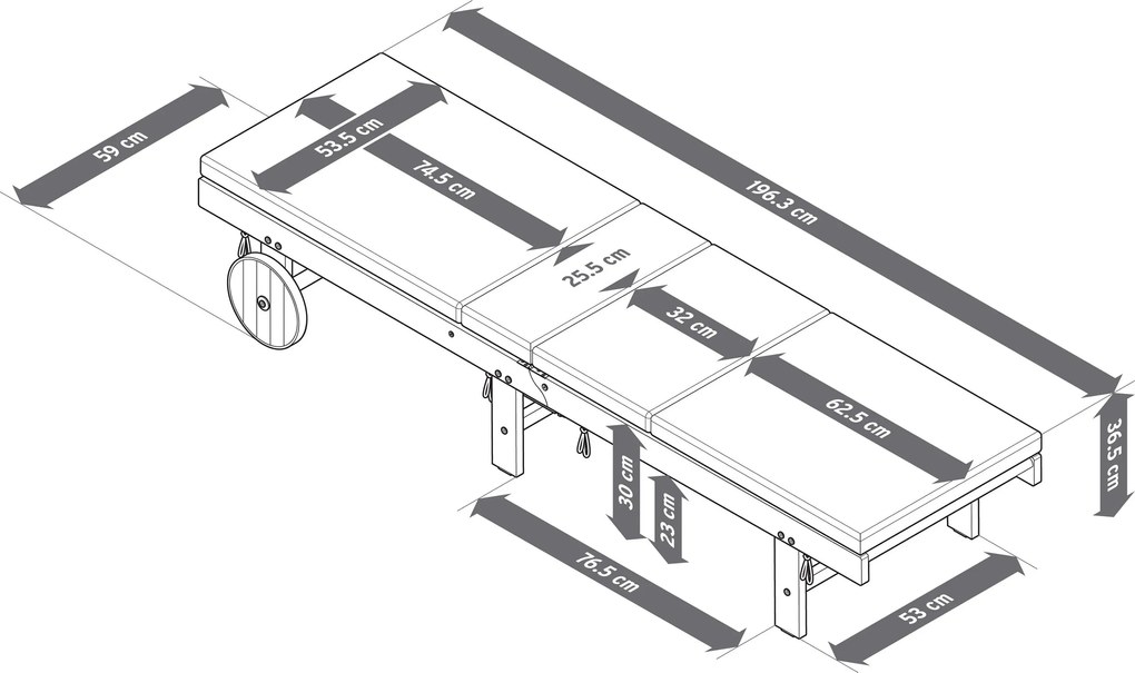 Tchibo - Klasické zahradní lehátko - barva: šedá