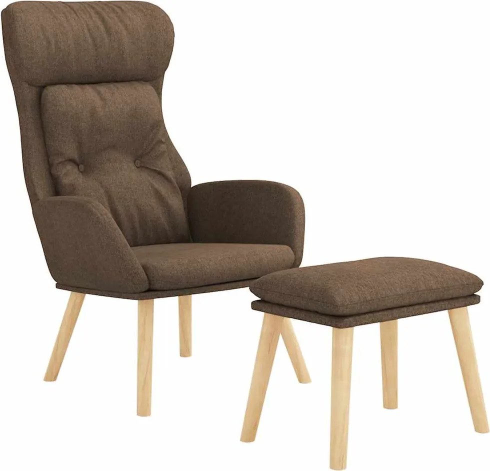 Relaxační křeslo s podnožkou hnědé textil 3097753