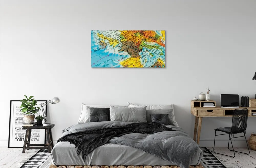 Obrazy na plátně zeměkoule mapa 140x70 cm