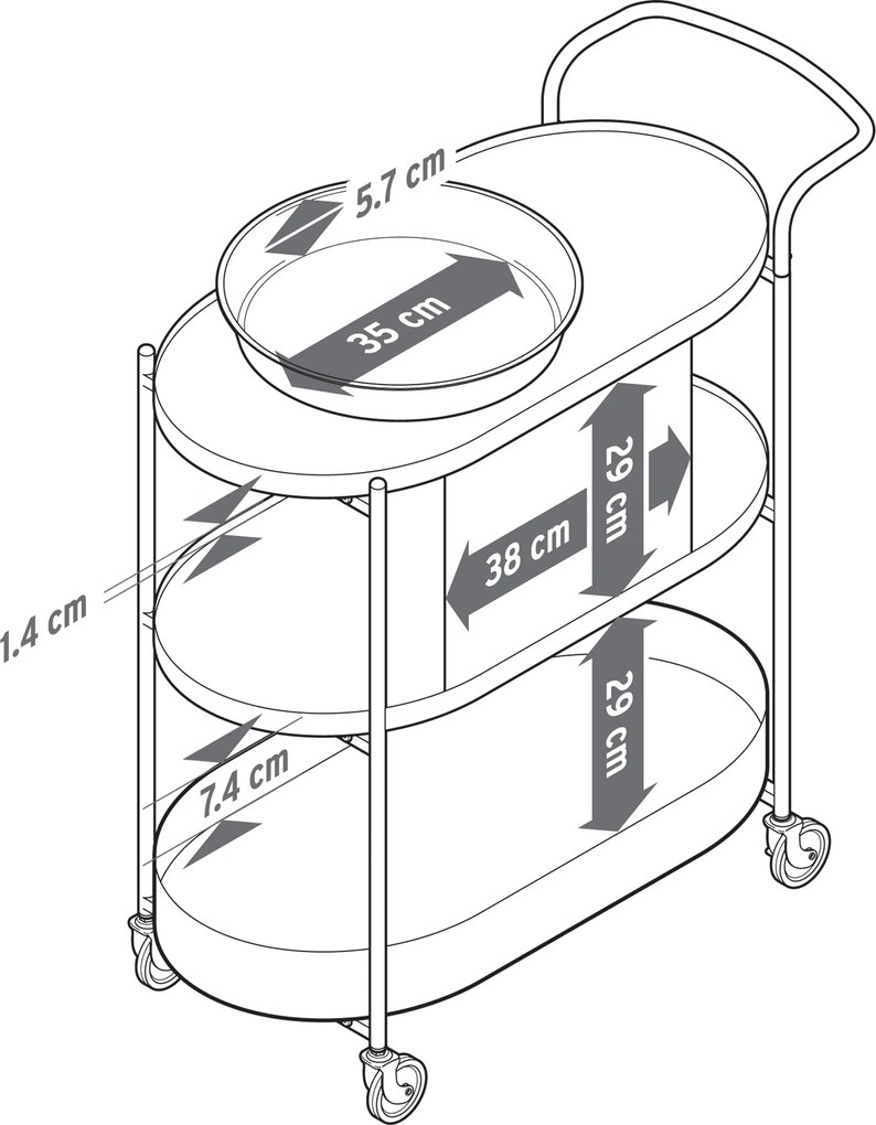 Tchibo - Servírovací vozík s podnosem - barva: černá
