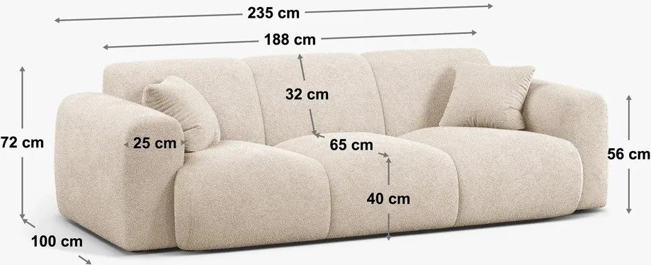 Bílá pohovka z textilie bouclé 235 cm Molino – Micadoni Home