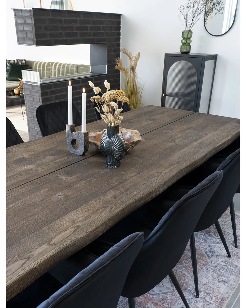 Dubový jídelní stůl Tamko z masivu 240 cm, tmavě hnědá/černá