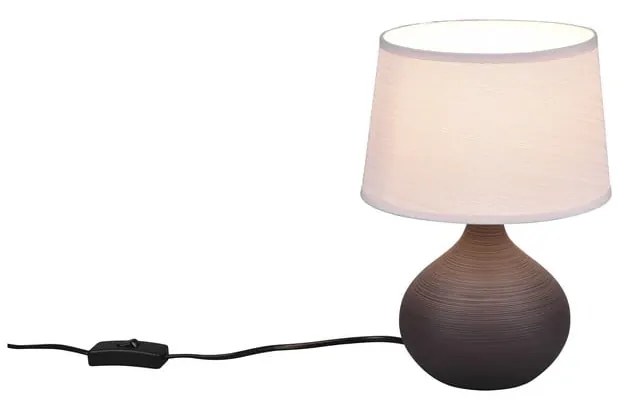 Tmavě hnědá stolní lampa z keramiky a tkaniny Trio Martin, výška 29 cm