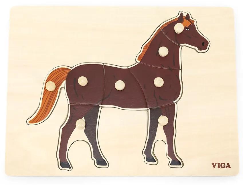 Dětské dřevěné puzzle vkládačka Montessori Viga Kůň Barva: multicolor
