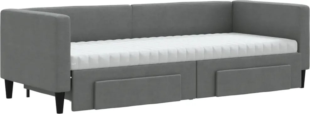 Válenda s přistýlkou a zásuvkami tmavě šedá 80 x 200 cm textil 3196628